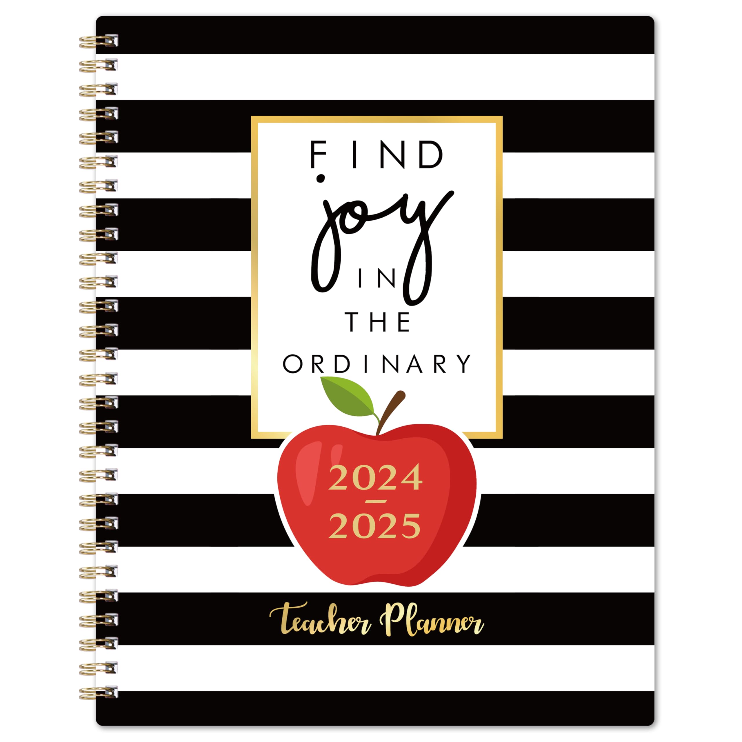 Teacher Planner 2024-2025 - Weekly & Monthly Lesson Plan Book, July 2024 - June 2025, 8" x 10", Academic Planner with Twin-Wire Binding for Teachers - Apple