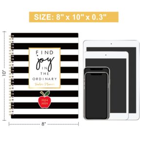 Teacher Planner 2024-2025 - Weekly & Monthly Lesson Plan Book, July 2024 - June 2025, 8" x 10", Academic Planner with Twin-Wire Binding for Teachers - Apple