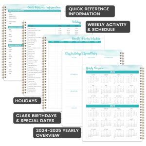 Teacher Planner 2024-2025 - Weekly & Monthly Lesson Plan Book, July 2024 - June 2025, 8" x 10", Academic Planner with Twin-Wire Binding for Teachers - Apple