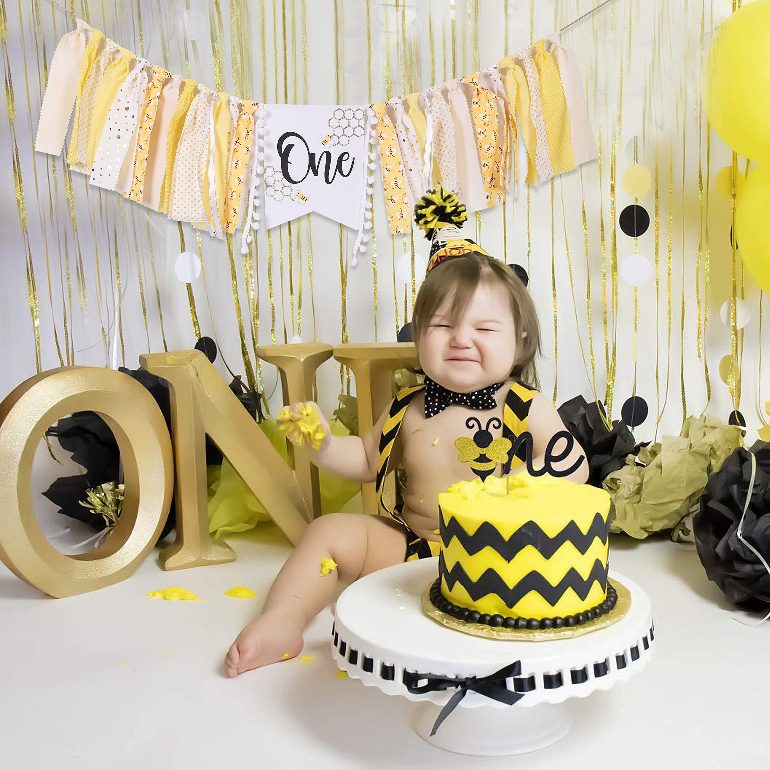 1st Birthday Banner - High Chair Banner 1st Birthday Boy/girl, 1st Birthday Boy/girl, 1st Birthday High Chair Banner, Bee Day Birthday High Chair Banner, 1st Birthday Bee Banner Party Toppers