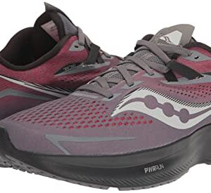 Saucony Men's Ride 15 Running Shoe, Charcoal/RED, 12.5