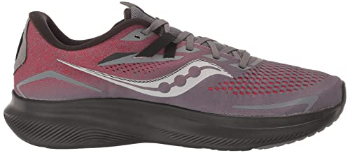 Saucony Men's Ride 15 Running Shoe, Charcoal/RED, 12.5