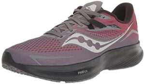 saucony men's ride 15 running shoe, charcoal/red, 12.5