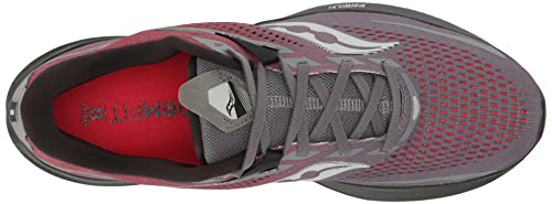 Saucony Men's Ride 15 Running Shoe, Charcoal/RED, 12.5