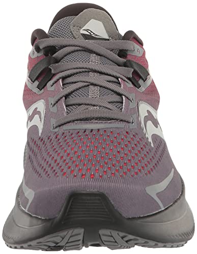 Saucony Men's Ride 15 Running Shoe, Charcoal/RED, 12.5