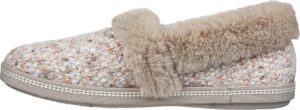 skechers women's cozy campfire-lazy sundaze slipper, taupe multi, 7.5