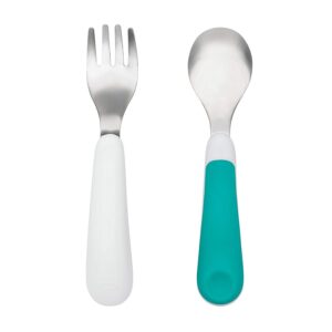 OXO Tot Training Fork and Spoon Set, Teal, 2-Pack