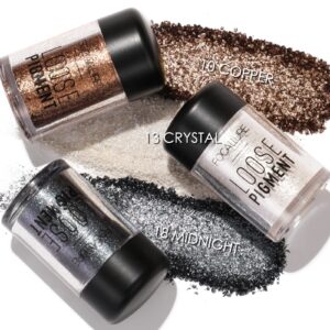 FOCALLURE 3 Pcs Mineral Eyeshadow Pigment,Waterproof Loose Glitter Eyeshadow,Long Lasting Sparkling Finish Eye Shadow with High-pigment Formula,Easy to Create High-impact Eye Looks,Smokey Metallics