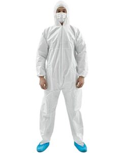 disposable hazmat suit protective coverall with hood for men & women xl case of 10