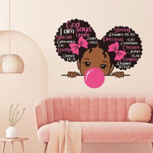 Black Girl Wall Decals for Girls Bedroom, Inspirational Quote Decals African American Wall Sticker Motivational Saying Pink Positive Baby Stickers for Nursery Bedroom Wall Decor (Classic Style)