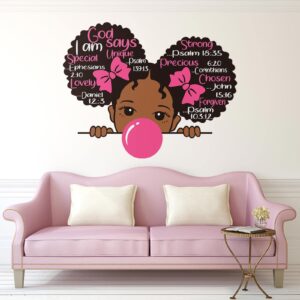 Black Girl Wall Decals for Girls Bedroom, Inspirational Quote Decals African American Wall Sticker Motivational Saying Pink Positive Baby Stickers for Nursery Bedroom Wall Decor (Classic Style)