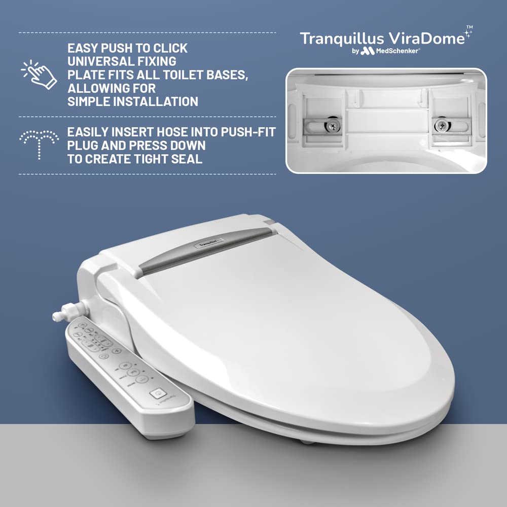 Tranquillus Essential - Water and Air Adjustable Bidet Toilet Seat, Electric Bidet - ADA Compliant Bidet Seat, Heated Bidet with Dryer - Easy DIY Installation, Soft Close Lid - Made in Korea