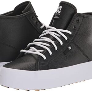 DC Women's Manual HI WNT Skate Shoe, Black/White, 8.5