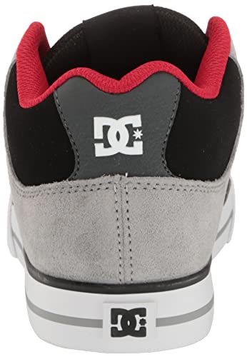 DC Men's Pure MID Casual Skate Shoe, Black/Grey/RED, 10