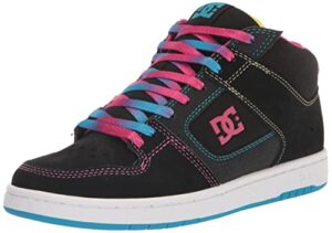 dc women's manteca 4 mid high top casual skate shoe, black/multi, 9