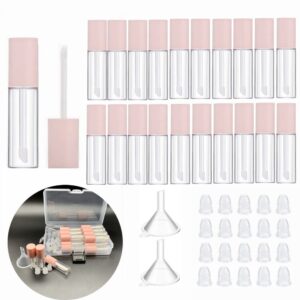 kaileqi 3.5ml mini lip gloss tubes empty with wand pink diy lipgloss making kit for small businesses refillable lip gloss containers set for girls（20pcs in one box）