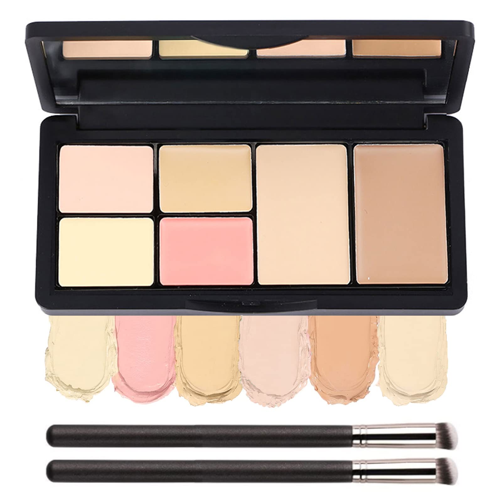 Concealer Contour Palette, Cosmetics Cream Contour and Highlighting Makeup Kit,6 In 1 Contouring Foundation Concealer Palette Conceals Dark Circles,Blemish,Waterproof Long-Lasting-Cruelty Free (#02)