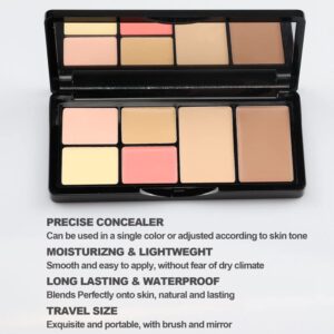 Concealer Contour Palette, Cosmetics Cream Contour and Highlighting Makeup Kit,6 In 1 Contouring Foundation Concealer Palette Conceals Dark Circles,Blemish,Waterproof Long-Lasting-Cruelty Free (#02)