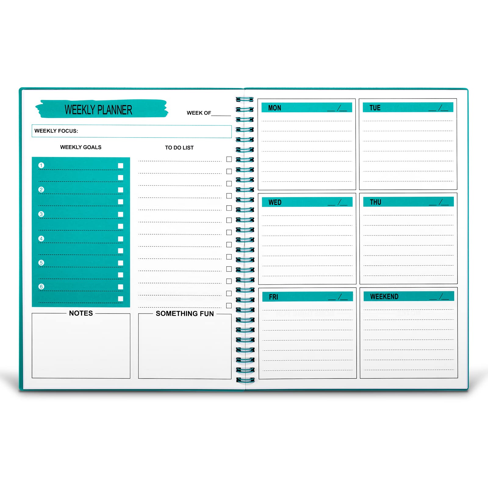 UtyTrees Undated Weekly Planner: A5 To Do List Planner Notebook, Daily Planner, Weekly Goals Notebook with 52 Weeks Planning, 5.2"X 7.5", Green