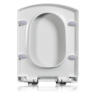 wwfan square toilet seat soft close with easy quick release top fix adjustable hinges, easy installation, white