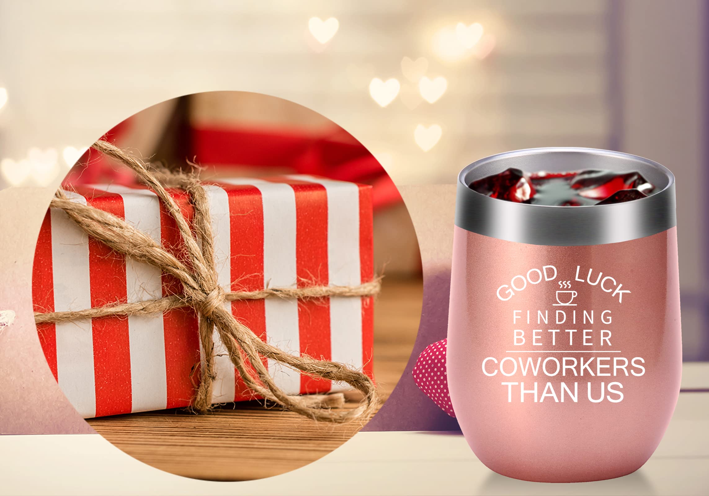 AMZUShome Good Luck Finding Better Coworkers Than Us Mug.Going Away,Goodbye,Farewell,Leaving,New Job Gifts for Colleague Boss Co-worker Friends Men Women Wine Tumbler(12oz Rose Gold)