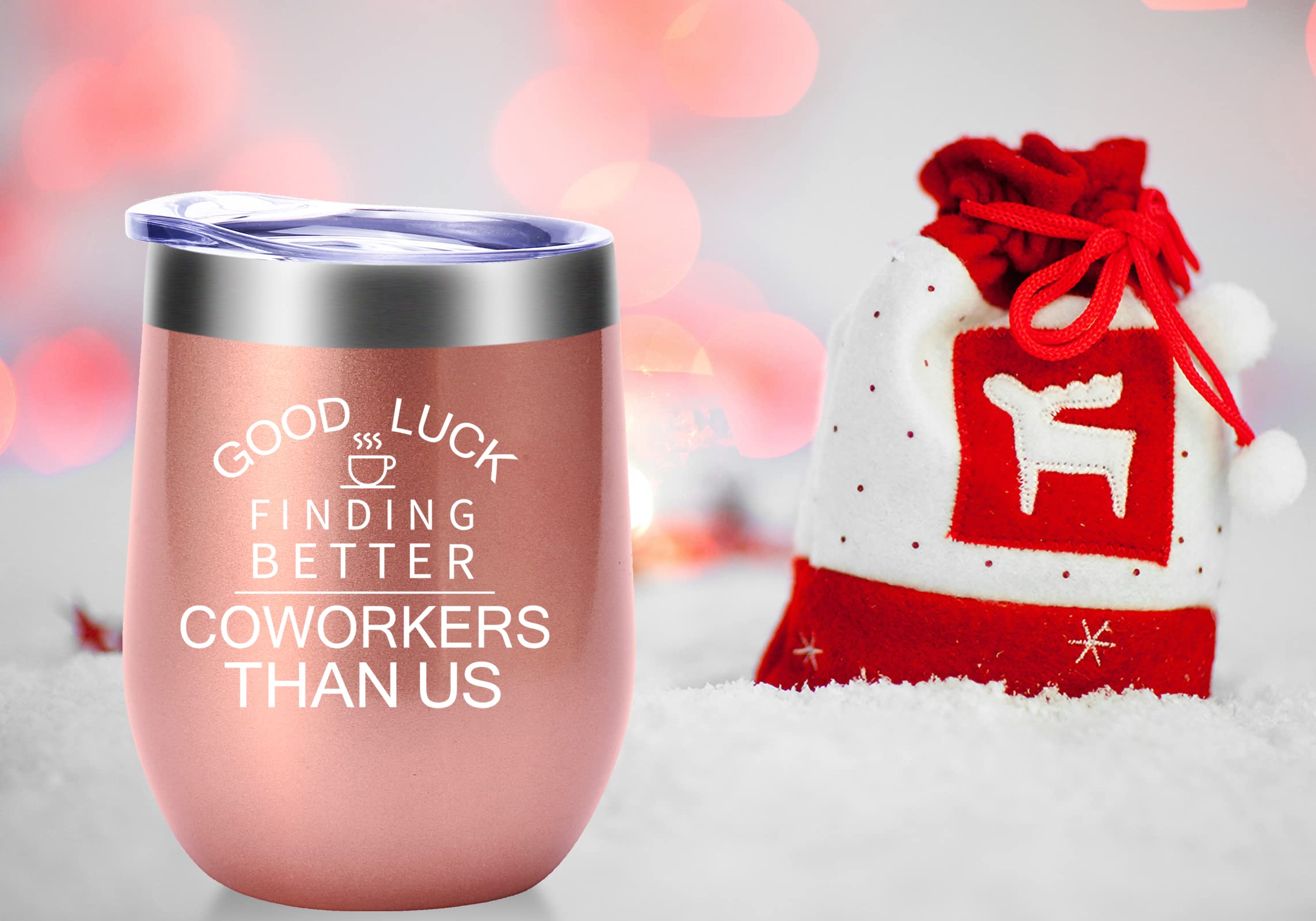 AMZUShome Good Luck Finding Better Coworkers Than Us Mug.Going Away,Goodbye,Farewell,Leaving,New Job Gifts for Colleague Boss Co-worker Friends Men Women Wine Tumbler(12oz Rose Gold)