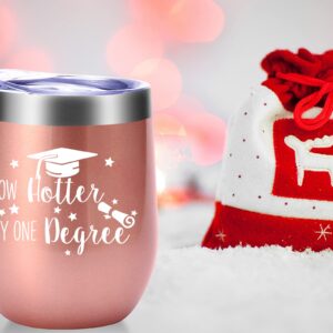 AMZUShome Now Hotter by One Degree Mug.Graduation Gifts.Grad Christmas Gifts for College High School Graduates College Grad Masters Degree Wine Tumbler(12oz Rose Gold)