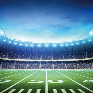 LYWYGG 8X6FT Super Bowl Backdrop Football Field Backdrop Photography Props Auditorium Light Themed Bowl Night Spotlight Decorations Photo Studio Props CP-306-0806