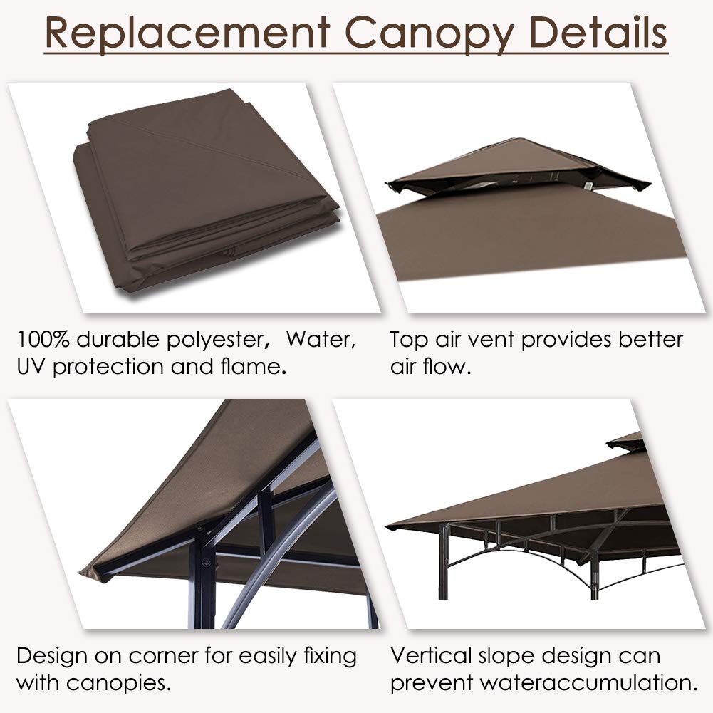 CoastShade 8X 5 BBQ Gazebo Double Outdoor BBQ Canopy,Patio and Outdoor Backyard BBQ Gazebo with LED Lights x 2 (Khaki, Straight 8 x 5ft - New)