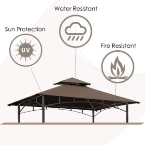 CoastShade 8X 5 BBQ Gazebo Double Outdoor BBQ Canopy,Patio and Outdoor Backyard BBQ Gazebo with LED Lights x 2 (Khaki, Straight 8 x 5ft - New)