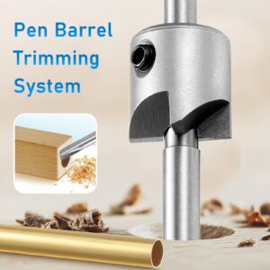 Tondiamo Pen Making Kit Pen Turning Mandrel and Pen Barrel Trimming Set Wood Turning Mandrel #2 Morse Taper Shank with 7mm Drill Bit Mill Cutter Head for Pen Making Woodworking Lathe Accessory, 9 pcs