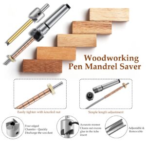 Tondiamo Pen Making Kit Pen Turning Mandrel and Pen Barrel Trimming Set Wood Turning Mandrel #2 Morse Taper Shank with 7mm Drill Bit Mill Cutter Head for Pen Making Woodworking Lathe Accessory, 9 pcs