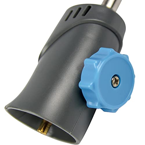 BLUEFIRE MRS-7014B Trigger Start Gas Welding Torch Head for Propane & MAP PRO Fuel,Extend 1.5" Burning Tube Nozzle Piezo Self Ignition Handhold Cylinder Soldering Brazing Triple-Point Flame