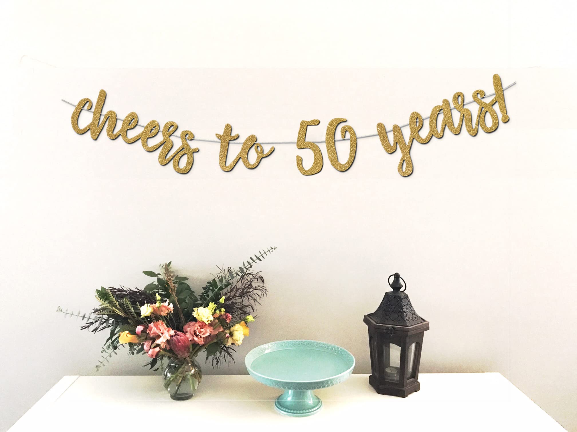 Cheers to 50 Years Banner - Premium Glitter Cardstock Paper - Larger Text for Better Visibility - Perfect Decoration for 50th Birthday Party Celebration