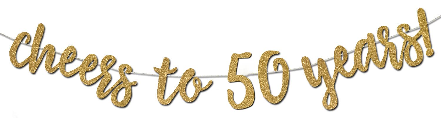 Cheers to 50 Years Banner - Premium Glitter Cardstock Paper - Larger Text for Better Visibility - Perfect Decoration for 50th Birthday Party Celebration