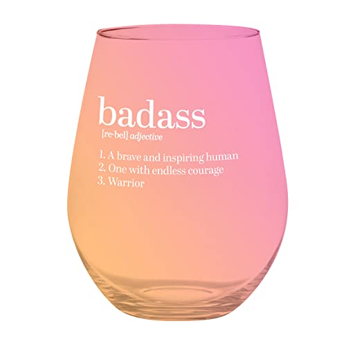 Slant Collections Jumbo Stemless Wine Glass, 30-Ounce, Badass