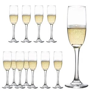 yaryoung champagne flute glasses set of 12, 6 oz classic champagne glass set for wedding, birthday, anniversary, party