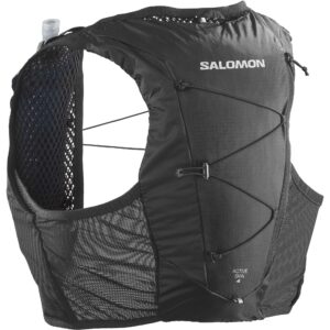 salomon active skin 4 running hydration pack with flasks, black, m