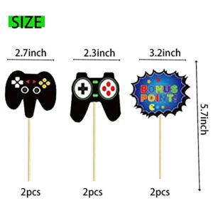 BIEUFBJI Video Game Cake Topper 11 pcs Video Game Theme Double Sided Glitter Cake Decoration, Birthday Party Supplies for Game Fans, Kids and Men