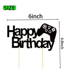 BIEUFBJI Video Game Cake Topper 11 pcs Video Game Theme Double Sided Glitter Cake Decoration, Birthday Party Supplies for Game Fans, Kids and Men