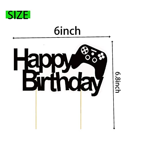 BIEUFBJI Video Game Cake Topper 11 pcs Video Game Theme Double Sided Glitter Cake Decoration, Birthday Party Supplies for Game Fans, Kids and Men