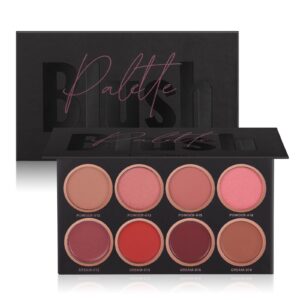 8 colors blush palette, 4 powder + 4 cream blush palette, contour and highlight blush palette, natural nude makeup brighten skin tone portable makeup blush, professional facial makeup blush