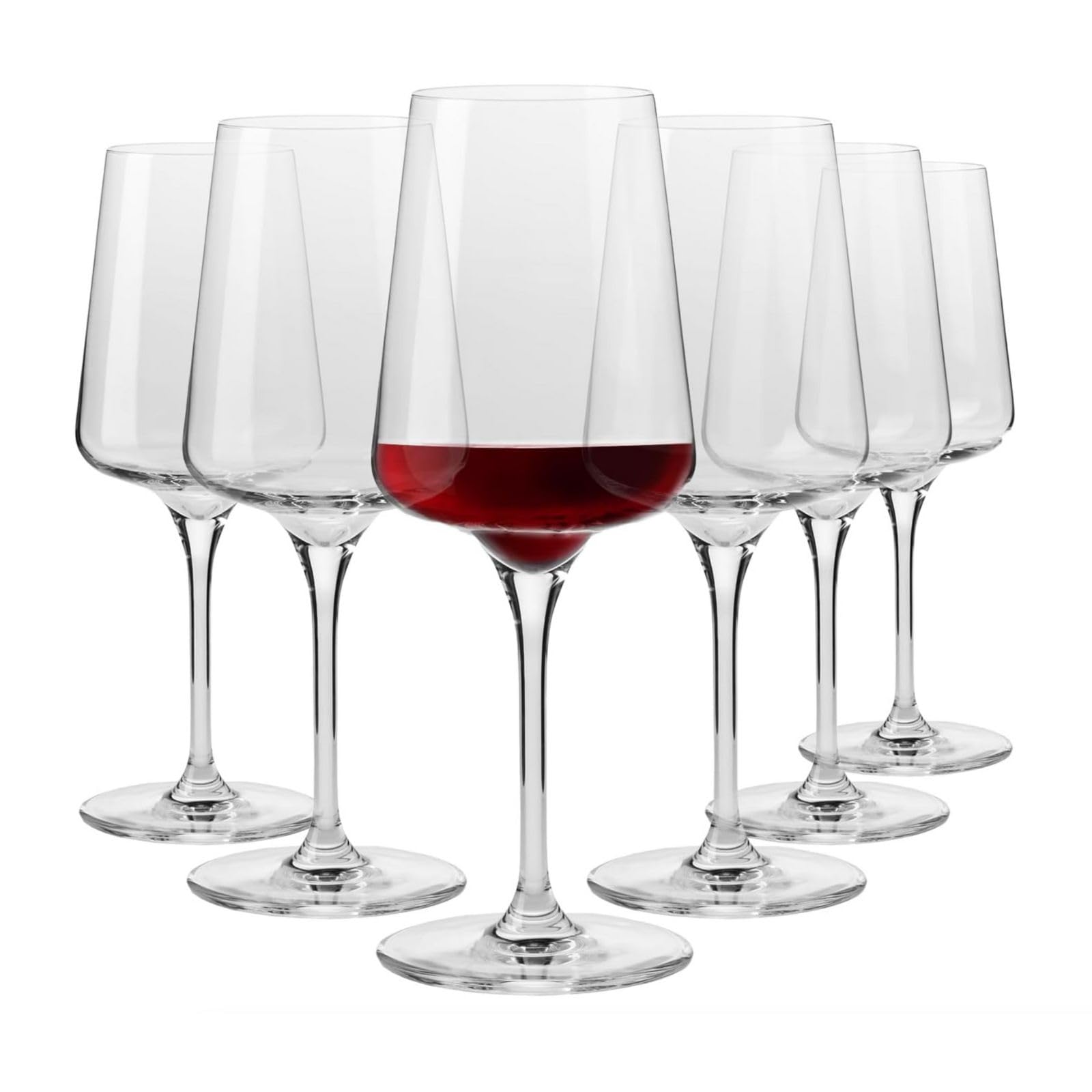 Krosno Red Wine Glasses | Elegant Design | Set of 6 | 16.91 oz | Infinity Collection | Traditional Craft | Ideal for Home Restaurant and Party | Dishwasher Safe | Gift Idea | Made in Europe