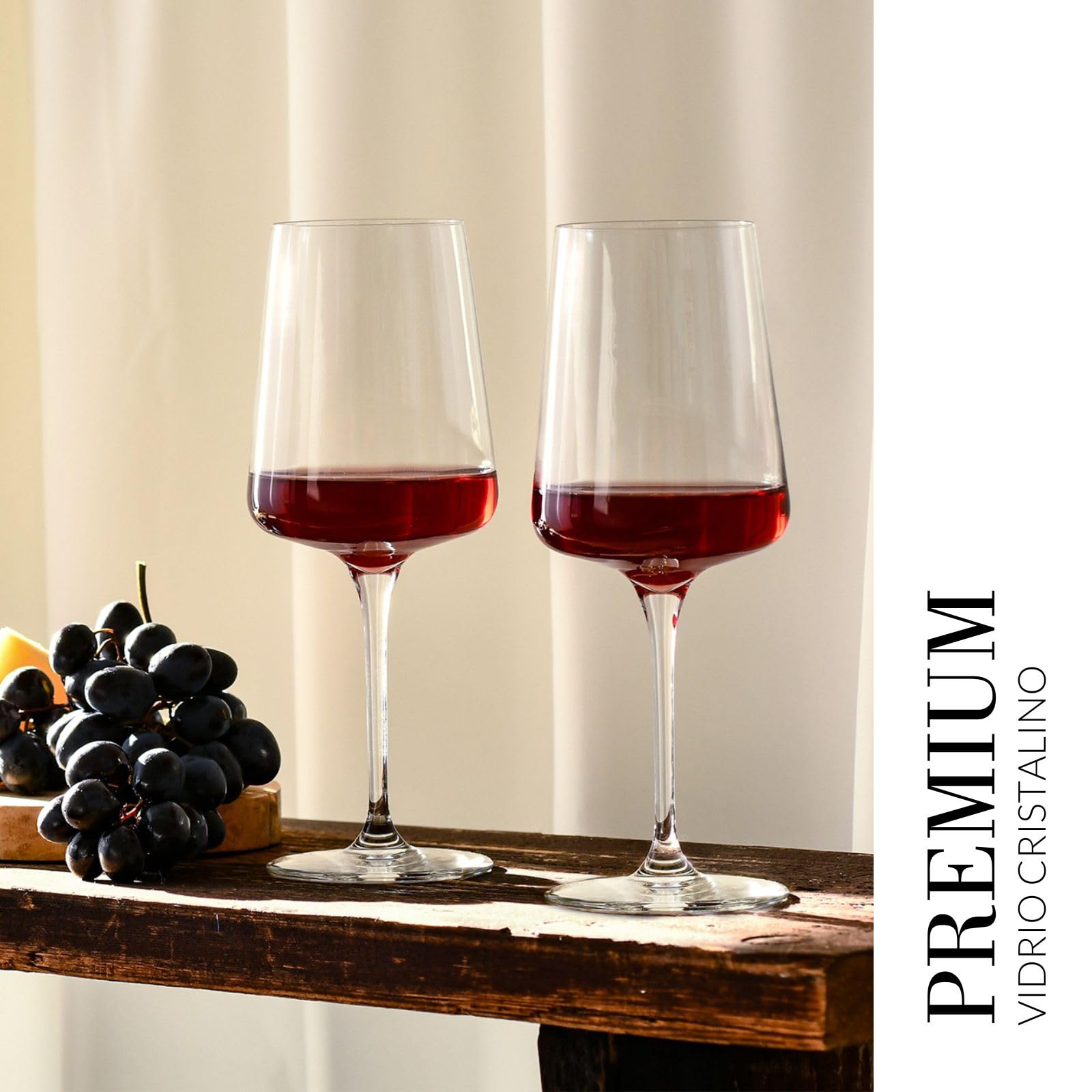 Krosno Red Wine Glasses | Elegant Design | Set of 6 | 16.91 oz | Infinity Collection | Traditional Craft | Ideal for Home Restaurant and Party | Dishwasher Safe | Gift Idea | Made in Europe