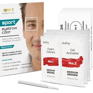 Sport Eyebrow Colorant, Men's Long Lasting Treatment to Cover Gray Brow Hairs, Medium Brown