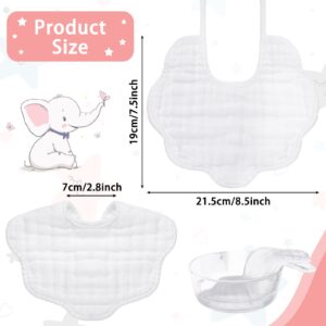 Yahenda 10 Pack Muslin Bibs Baby Drool Bibs White Bandana Bibs Absorbent Teething Bibs Cotton Cloths Plain Bibs with Adjustable Straps for Unisex Baby Burp Newborn Infant Toddler, 0-2 Years Old