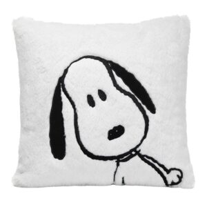 lambs & ivy classic snoopy white/black furry decorative nursery throw pillow