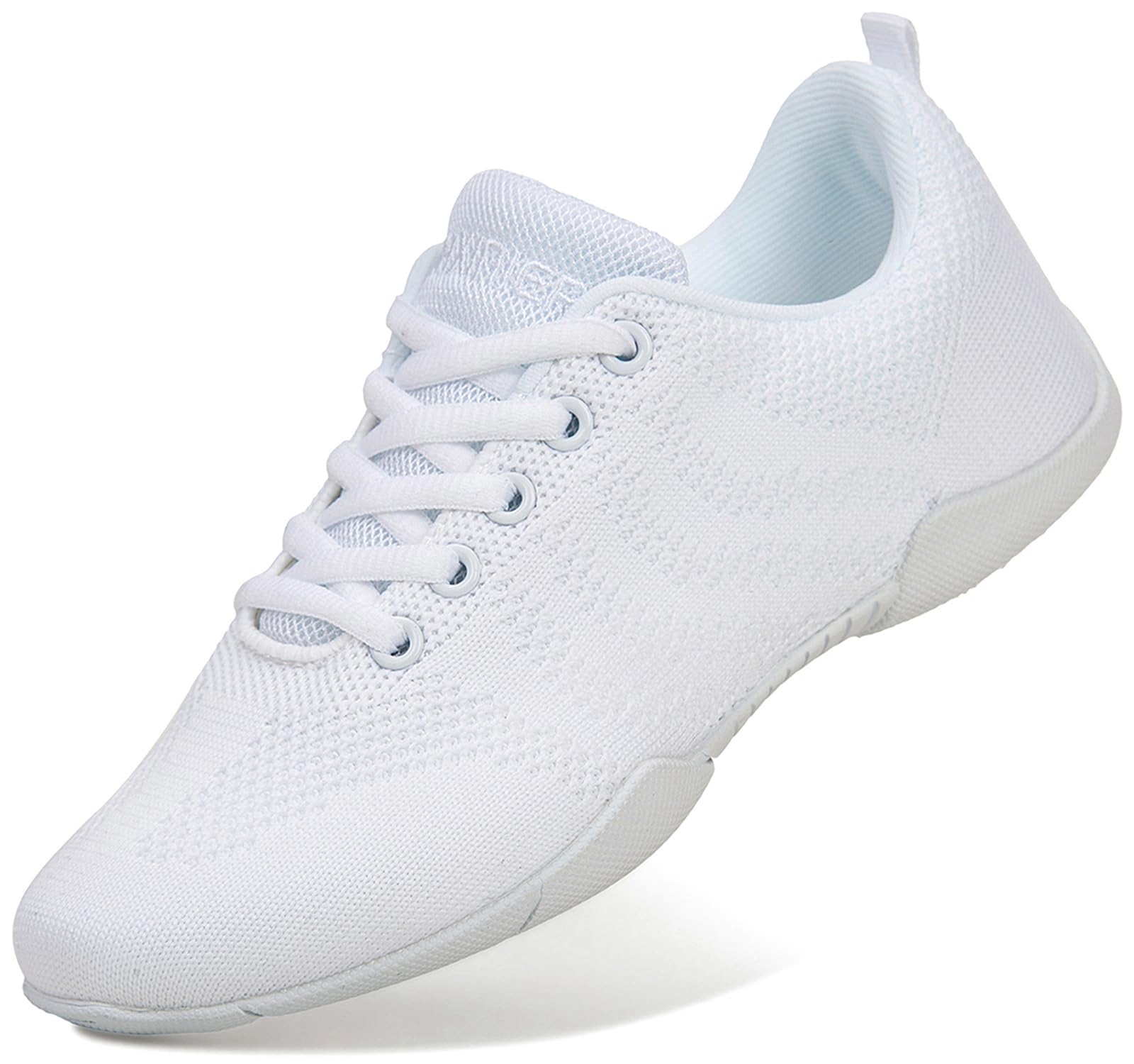 FUQIAO Girls White Cheerleading Shoes Lightweight Competition Sneakers Women Indoor Cheer Dance Shoe White 3 Big Kid