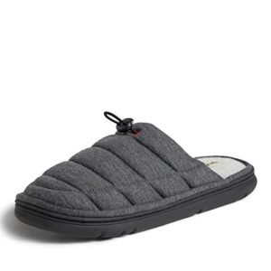 dearfoams men's austin quilted memory foam sweatshirt scuff slipper, black, large