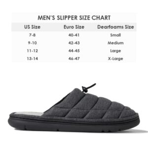 Dearfoams Men's Austin Quilted Memory Foam Sweatshirt Scuff Slipper, Black, Large